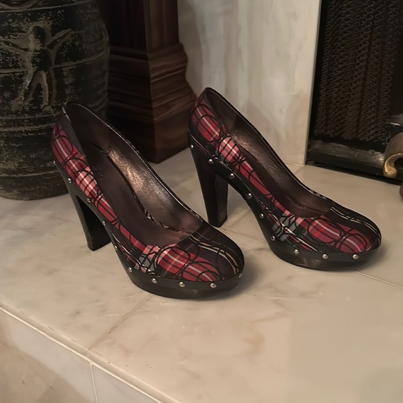 Coach | Shoes | Coach Carli Platform Pump Women Size 75 Red Black Plaid ...